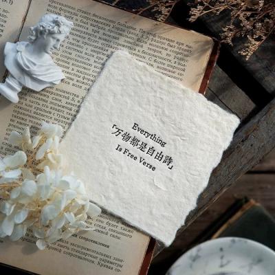 China Handmade Cotton Paper Quote Cards With Deckle Edges For Journaling And Stationery for sale