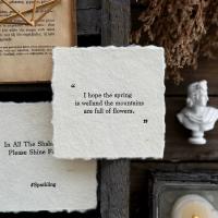 China Handmade Cotton Paper Quote Cards With Deckle Edges For Journaling And Stationery for sale