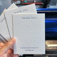 China Textured Paper Thank You Cards With Letterpress Debossing For Brand Packaging for sale