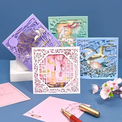 China 3D Hollow Laser Cut Greeting Cards With Envelopes For Holiday Gifts for sale