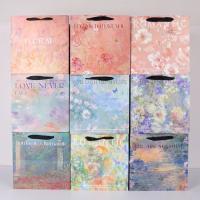 China Oil Painting Style Floral Paper Gift Bags With Ribbon Handles For Retail for sale