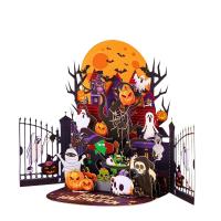 China Halloween Pop-Up Greeting Cards 3D Spooky House Party Invitations for sale
