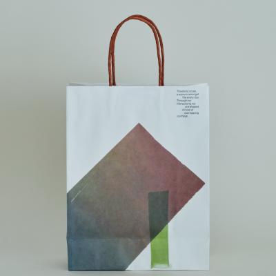 China Abstract Art Printed Kraft Paper Shopping Bags with Twisted Handles for sale