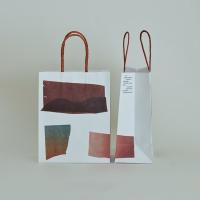 China Abstract Art Printed Kraft Paper Shopping Bags with Twisted Handles for sale