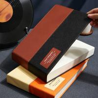 China Two-Tone PU Leather Hardcover Notebook Journal With Back Pocket for sale