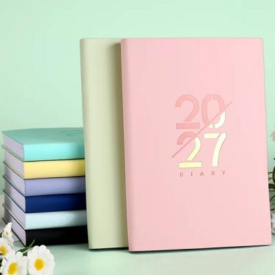 China Flexible Soft Cover Daily Planner Diary Notebook With Ribbon Bookmark for sale