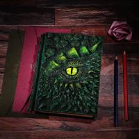 China 3D Embossed Dragon Eye Hardcover Journal Notebooks With Vintage Kraft Paper for sale