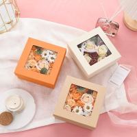 China Square Paper Gift Boxes With Window And Soap Flower Insert For Holiday Gifting for sale