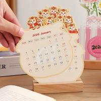 China 3D Desk Calendars With Die Cut Floral Design And Wooden Stand For Office Decor for sale