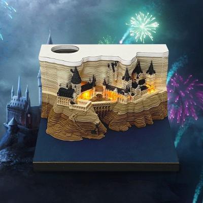 China Tear-Away 3D Paper Carving Art Calendar With LED Lights For Desk Decor for sale