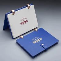 China PU Leather Desktop Calendar Planner With Metal Binding And Strap Closure for sale