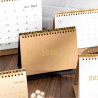 China Minimalist Kraft Paper Desktop Stand-Up Calendars With Wire-O Binding for sale