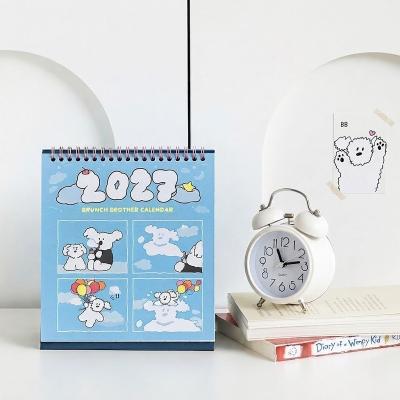 China Cartoon Animal Illustrated Desktop Stand-Up Calendar With Wire-O Binding for sale
