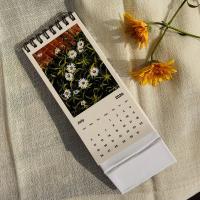 China Fine Art Illustrated Vertical Desktop Stand-Up Calendar With Wire-O Binding for sale