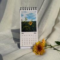 China Fine Art Illustrated Vertical Desktop Stand-Up Calendar With Wire-O Binding for sale