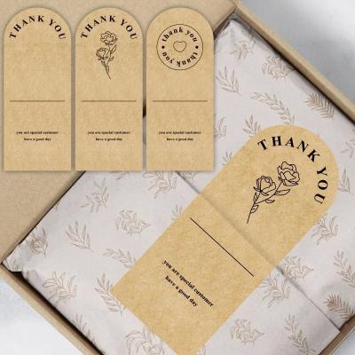 China Kraft Paper Thank You Stickers With Arch Top For Gift Box And Retail Packaging for sale
