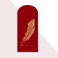 China Red Envelopes With Gold Foil Rose And Feather Designs For Gift Packaging for sale