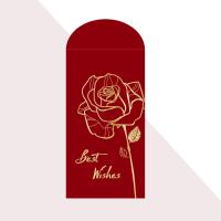 China Red Envelopes With Gold Foil Rose And Feather Designs For Gift Packaging for sale
