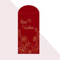 China Red Envelopes With Gold Foil Rose And Feather Designs For Gift Packaging for sale