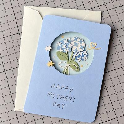 China Handmade Layered Paper Flower Greeting Cards With Window Cut-Outs For Holidays for sale