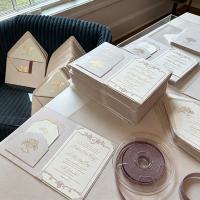 China Wedding Invitation Suites With Velvet Ribbon Pocket And Foil Stamping for sale