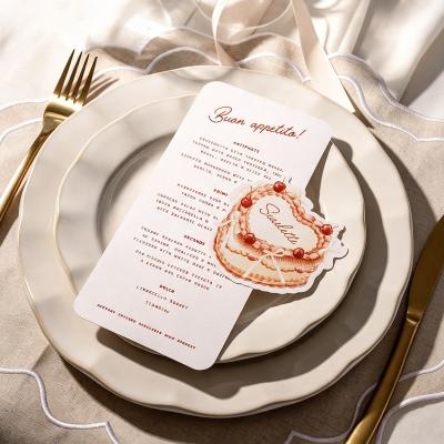 China Die-Cut Food And Drink Illustration Menu Cards With Place Cards For Events for sale
