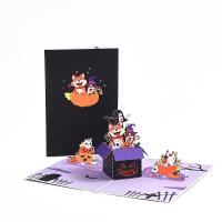 China Halloween 3D Pop Up Greeting Card With Cute Dogs And Pumpkin Box Design for sale
