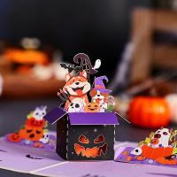 China Halloween 3D Pop Up Greeting Card With Cute Dogs And Pumpkin Box Design for sale