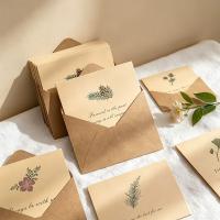 China Vintage Floral Printed Thank You Cards With Brown Kraft Paper Envelopes for sale