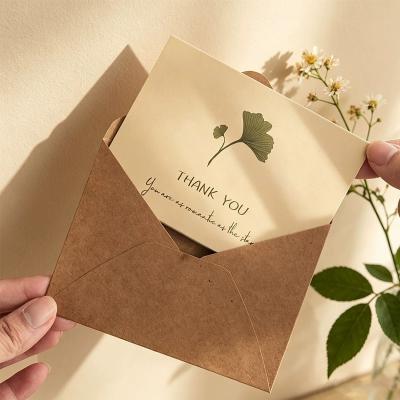 China Vintage Floral Printed Thank You Cards With Brown Kraft Paper Envelopes for sale