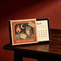 China Custom Printed Retro Matchbox Art Desk Calendar With Slide Drawer Box for sale