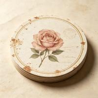 China Vintage Ephemera Style Botanical Paper Coasters For Table Decor And Drinkware for sale