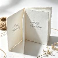 China Handcrafted cotton paper birthday cards with deckle edges and pressed flowers for sale