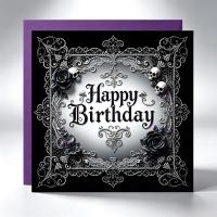 China Custom gothic dark art illustrative happy birthday stationery for sale