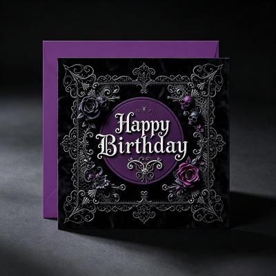 China Custom gothic dark art illustrative happy birthday stationery for sale