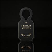 China Black Vellum Paper Liquor Neck Tag With Gold Foil For Bottle Packaging for sale