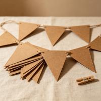 China Recycled kraft paper triangle pennant garland OEM for eco party decoration for sale