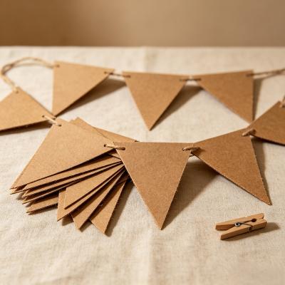 China Recycled kraft paper triangle pennant garland OEM for eco party decoration for sale