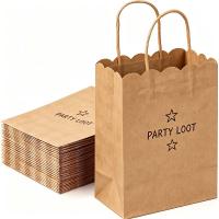 China Scalloped edge kraft paper party loot bag with twisted handles for favors for sale