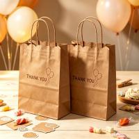 China Scalloped edge kraft paper party loot bag with twisted handles for favors for sale