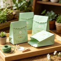 China Scalloped flap mini paper favor bags with block bottom for wedding packaging for sale