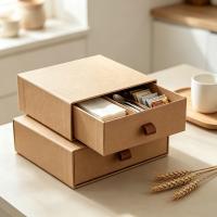 China Kraft Paper Sliding Drawer Storage Boxes For Desktop And Home Organization for sale