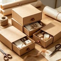 China Kraft Paper Sliding Drawer Storage Boxes For Desktop And Home Organization for sale