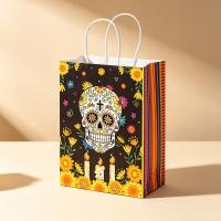 China Calavera motif paper treat bags for ofrenda with twisted handles for sale