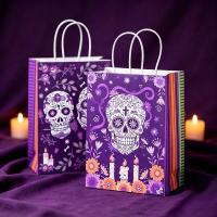China Calavera motif paper treat bags for ofrenda with twisted handles for sale