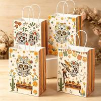China Calavera motif paper treat bags for ofrenda with twisted handles for sale