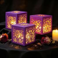 China Mini paper luminaries with calavera cut-outs for ofrenda altars for sale