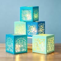 China Mini paper luminaries with calavera cut-outs for ofrenda altars for sale