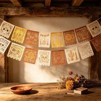 China Artisanal papel picado banners for ofrenda with traditional laser cut motifs for sale