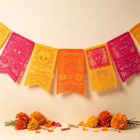 China Artisanal papel picado banners for ofrenda with traditional laser cut motifs for sale